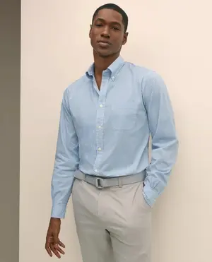 Brooks Brothers Performance Series Stretch Polo Button-down Collar, Candy Stripe Sport Shirt - Blue