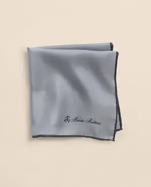 Brooks Brothers Silk Pocket Square - Silver