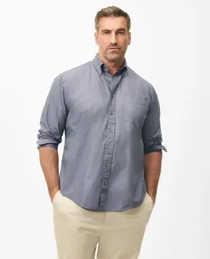 Brooks Brothers Big & Tall Friday Shirt, Poplin End-on-end - Navy