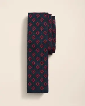 Brooks Brothers Silk Diamond Geo Knit Tie - Navy