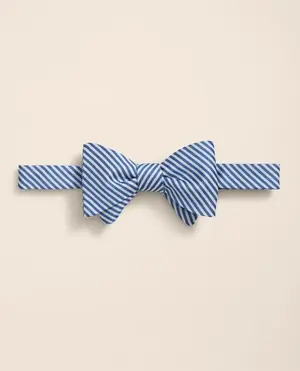 Brooks Brothers Silk Seersucker Stripe Bow Tie - Blue