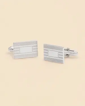 Brooks Brothers Sterling Engravable Rhodium-plated Cufflinks - Silver