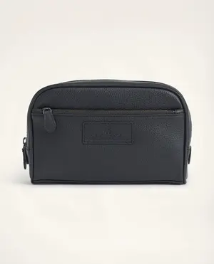 Brooks Brothers S Pebbled Leather Dopp Kit - Black
