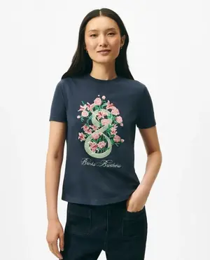 Brooks Brothers Lunar New Year Embroidered Snake Motif T-shirt - Navy
