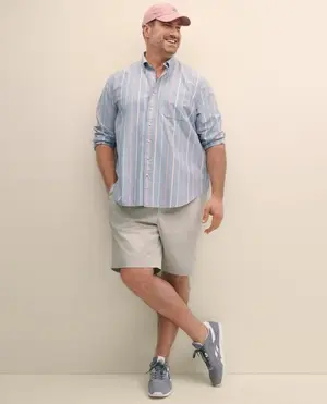 Brooks Brothers Big & Tall Friday Shirt, Oxford Multi Stripe - Navy