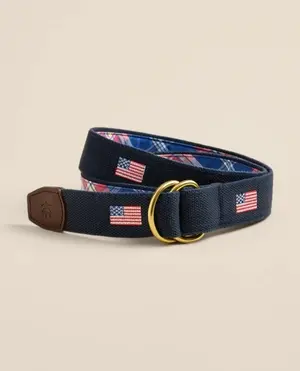 Brooks Brothers S Cotton Flag Embroidered Belt - Multicolor