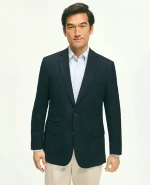 Brooks Brothers S Classic Fit Stretch Wool Hopsack Blazer - Navy