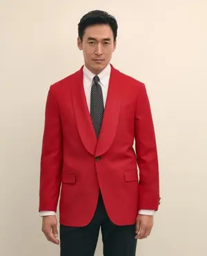 Brooks Brothers S No. 1 Sack Dinner Jacket In Wool Twill - Red