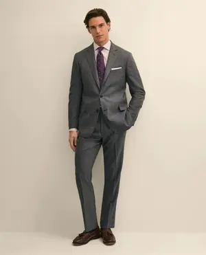 Brooks Brothers Classic Fit Wool Overcheck 1818 Suit - Blue