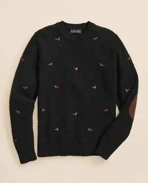 Brooks Brothers Brushed Wool Pheasant-embroidered Sweater | | Small