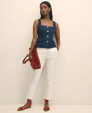 Brooks Brothers Square Neck Vest In Cotton Faille