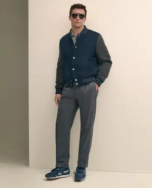 Brooks Brothers S Wool Varsity Jacket - Blue