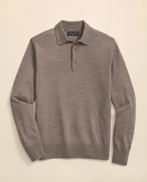Brooks Brothers Brooks Brothers Ultimate Merino Wool Polo Sweater Tan
