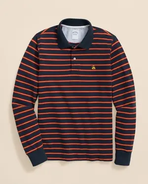 Brooks Brothers Golden Fleece Stretch Supima Long-sleeve Striped Polo Shirt - Navy