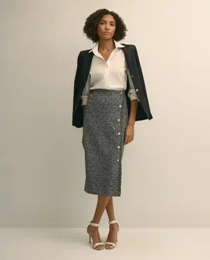 Brooks Brothers Buttoned Column Knit Skirt | | Large