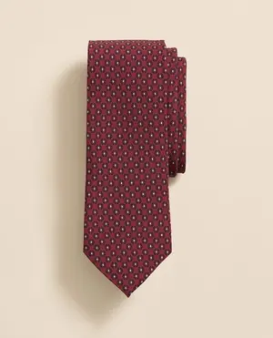 Brooks Brothers Silk Spaced Geometric Tie - Medium Red