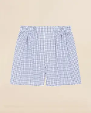 Brooks Brothers Cotton Broadcloth Small Check Boxers - Navy