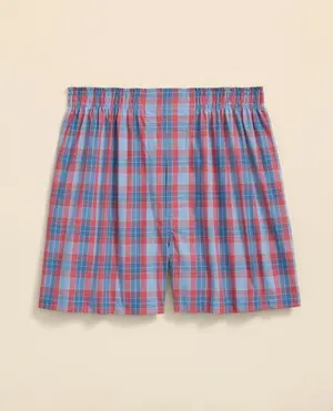 Brooks Brothers Cotton Broadcloth Check Boxers - Blue