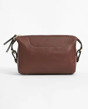 Brooks Brothers S Leather Toiletry Bag - Brown