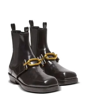 Balmain Sync Chelsea Boots In Glazed Leather - Black
