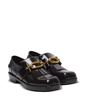 Balmain Sync Glazed Leather Loafers - Black