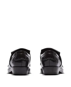 Balmain Sync Glazed Leather Loafers With Gold Tone Detailing - Black