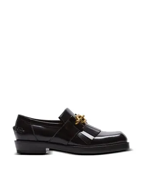 Balmain Sync Glazed Leather Loafers With Gold Tone Detailing - Black