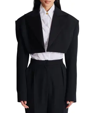 Balmain Cropped Grain De Poudre Jacket - Black