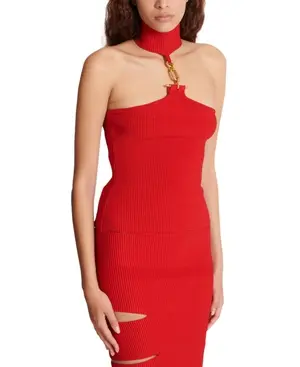 Balmain Sleeveless Knit Top With Embellished Detail