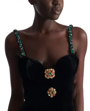 Balmain Embellished Strappy Velvet Mini Dress