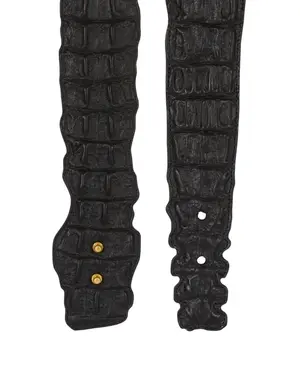 Balmain Wide Crocodile-print Leather Belt