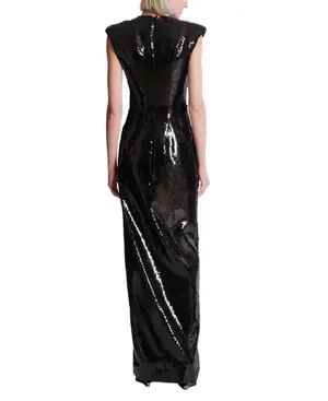 Balmain Long Draped Sequin Dress