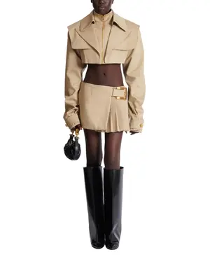Balmain Belted Gabardine Mini Skirt