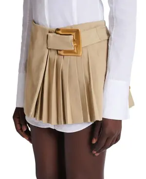 Balmain Belted Gabardine Mini Skirt