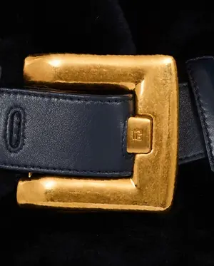 Balmain Medium Anthem Bag In Shearling - Navy