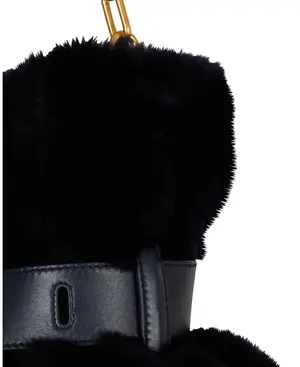 Balmain Medium Anthem Bag In Shearling - Navy