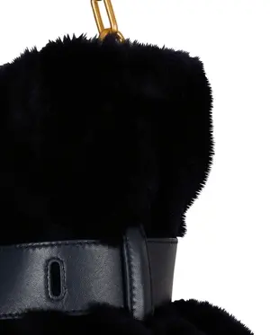 Balmain Medium Anthem Bag In Shearling - Navy