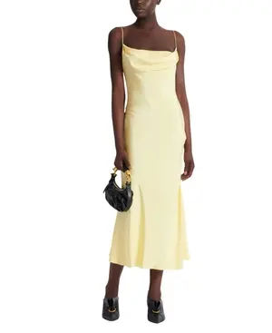 Balmain Long Strappy Dress In Silk Satin