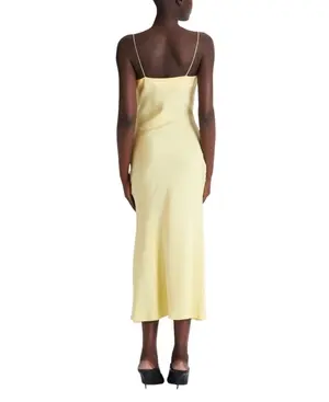 Balmain Long Strappy Dress In Silk Satin