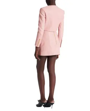 Balmain Short Lambskin Skirt With Button Detail - Pink