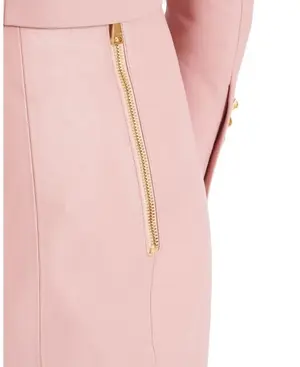 Balmain Short Lambskin Skirt With Button Detail - Pink