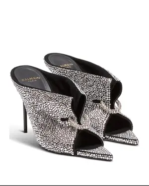 Balmain Embellished High Heel Mules