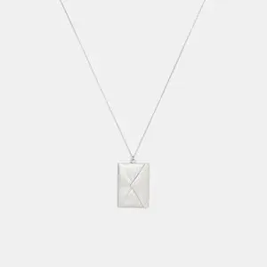 COACH Envelope Pendant Long Necklace - Silver