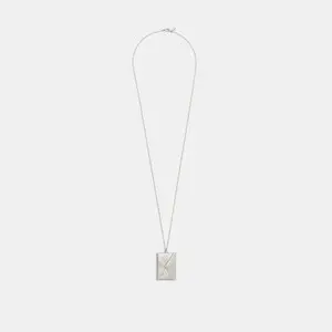 COACH Envelope Pendant Long Necklace - Silver