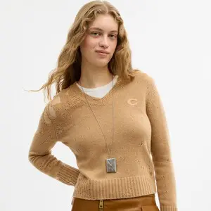 COACH Envelope Pendant Long Necklace - Silver