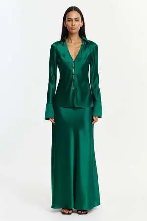 Acler Brosa Maxi Skirt - Deep Emerald