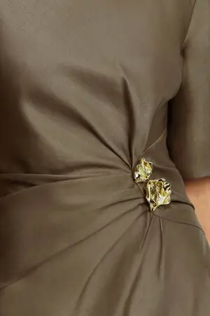 Acler Sculptural Mini Dress With Gold Hardware - Pecan