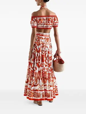 Dolce & Gabbana Off-the-shoulder Printed Cotton Top