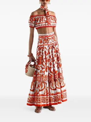 Dolce & Gabbana Off-the-shoulder Printed Cotton Top
