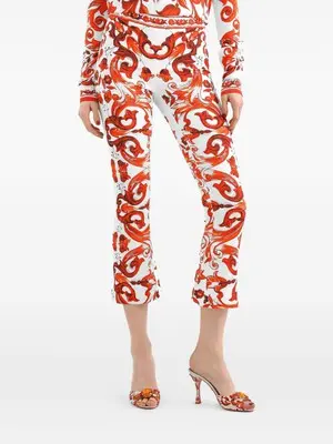 Dolce & Gabbana Maiolica Print Silk Trousers